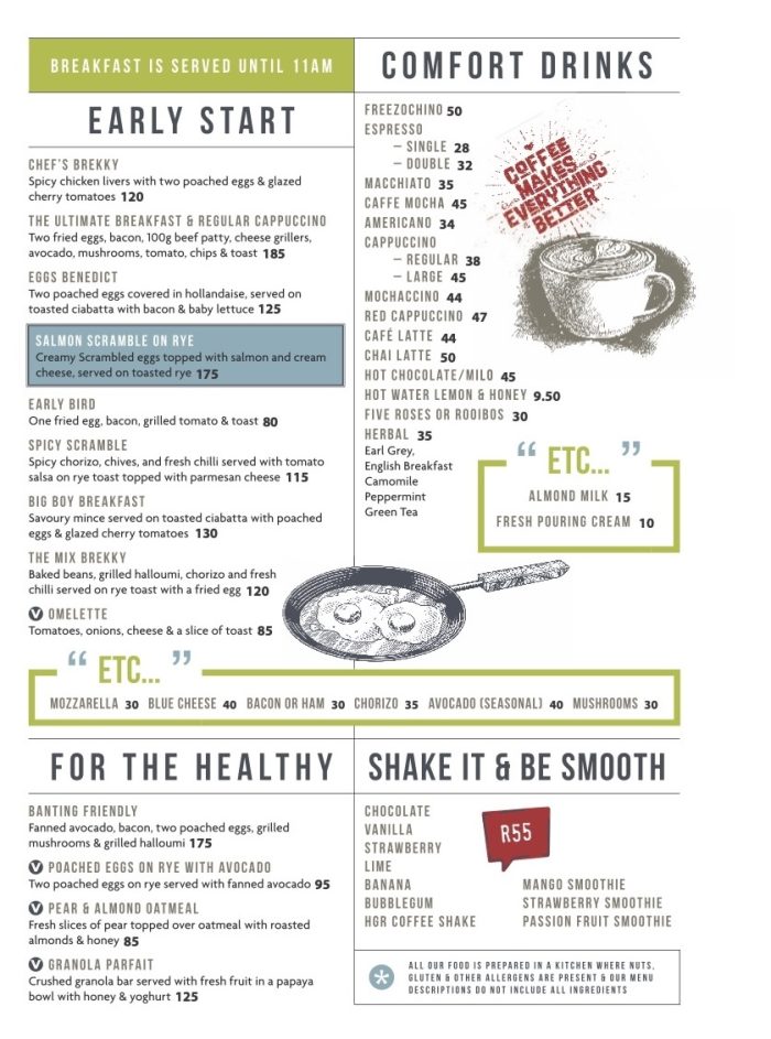 Higherground Restaurant | Menu